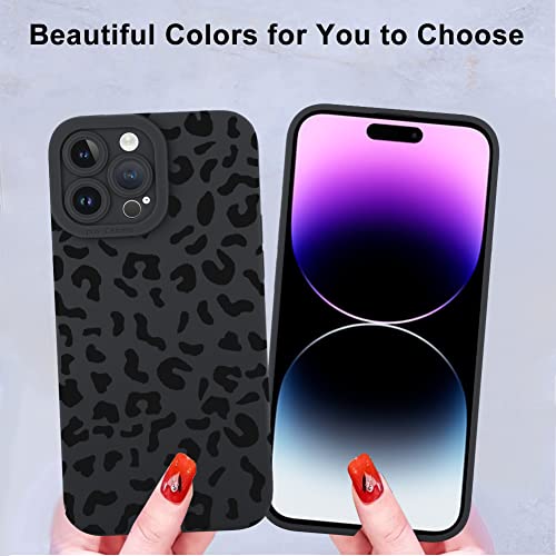 PERRKLD Leopard Case for iPhone 14 Pro Max Black Cheetah Animal Print Soft Flexible Anti-Fingerprint TPU Slim Shockproof Protective Case with Camera Protection Cover for iPhone 14 Pro Max 6.7 Inch