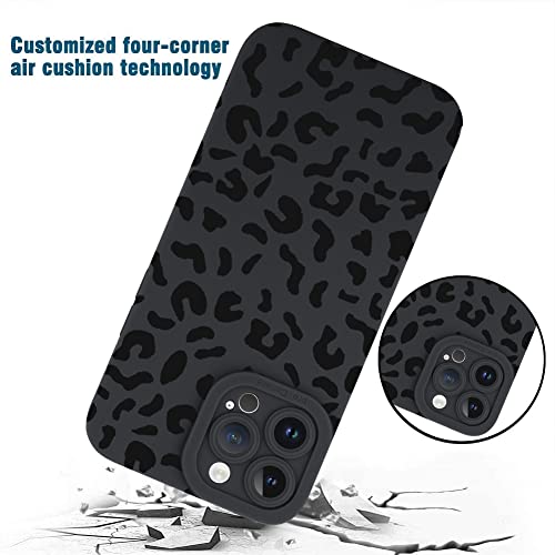 PERRKLD Leopard Case for iPhone 14 Pro Max Black Cheetah Animal Print Soft Flexible Anti-Fingerprint TPU Slim Shockproof Protective Case with Camera Protection Cover for iPhone 14 Pro Max 6.7 Inch