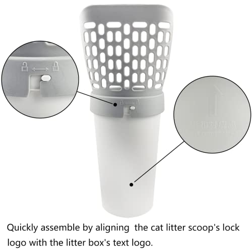 Quaocens Cat Litter Scoop, Litter Scooper with Holder Removable Manure Sieve Scoop, Large Capacity Cat Litter Scooper Comes with 215 Bags and A Pair of Cat Brush for Shedding Gloves.