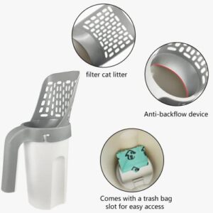 Quaocens Cat Litter Scoop, Litter Scooper with Holder Removable Manure Sieve Scoop, Large Capacity Cat Litter Scooper Comes with 215 Bags and A Pair of Cat Brush for Shedding Gloves.