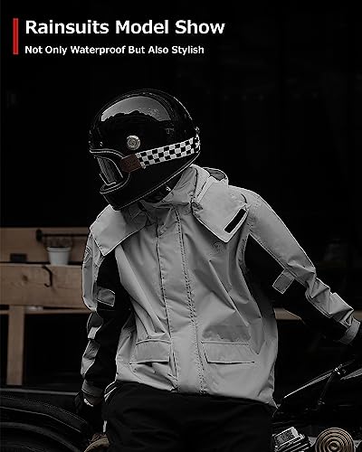 IRON JIA'S Rain Suit, Motorcycle Rain Gear Suit for Men & Women, Jackets & Pants Reflective Waterproof Breathable Rainsuit