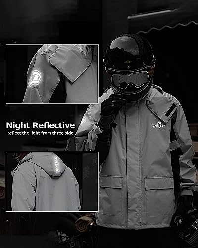 IRON JIA'S Rain Suit, Motorcycle Rain Gear Suit for Men & Women, Jackets & Pants Reflective Waterproof Breathable Rainsuit