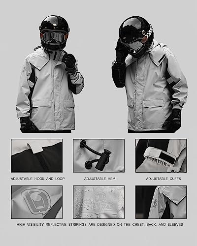 IRON JIA'S Rain Suit, Motorcycle Rain Gear Suit for Men & Women, Jackets & Pants Reflective Waterproof Breathable Rainsuit