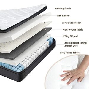 PAMYO 12 Inch Memory Foam and Innerspring Hybrid Mattress-Queen Mattress-Medium Firm Mattress-Bed in a Box