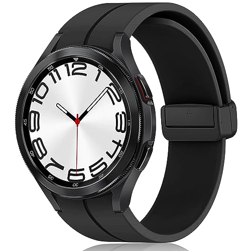 Galaxy Watch 6 5 4 Bands 44mm 40mm/Galaxy Watch 5 Pro Bands 45mm,Sport Band Compatible for Samsung Galaxy Watch 6 4 Classic Bands,20mm Adjustbale Soft Silicone Replacment Wristband for Women Men Girl (Black)