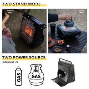 2 in 1 outdoor butane gas portable heater with handle for camping heating