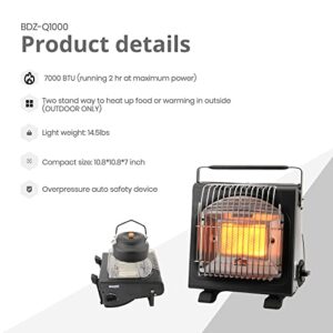 2 in 1 outdoor butane gas portable heater with handle for camping heating