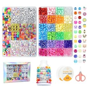 jojaneas pony beads kit bracelet making kit for girls, friendship bracelet kit smile face/letter beads for kids