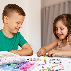 JOJANEAS Pony Beads Kit Bracelet Making Kit for Girls, Friendship Bracelet Kit Smile Face/Letter Beads for Kids