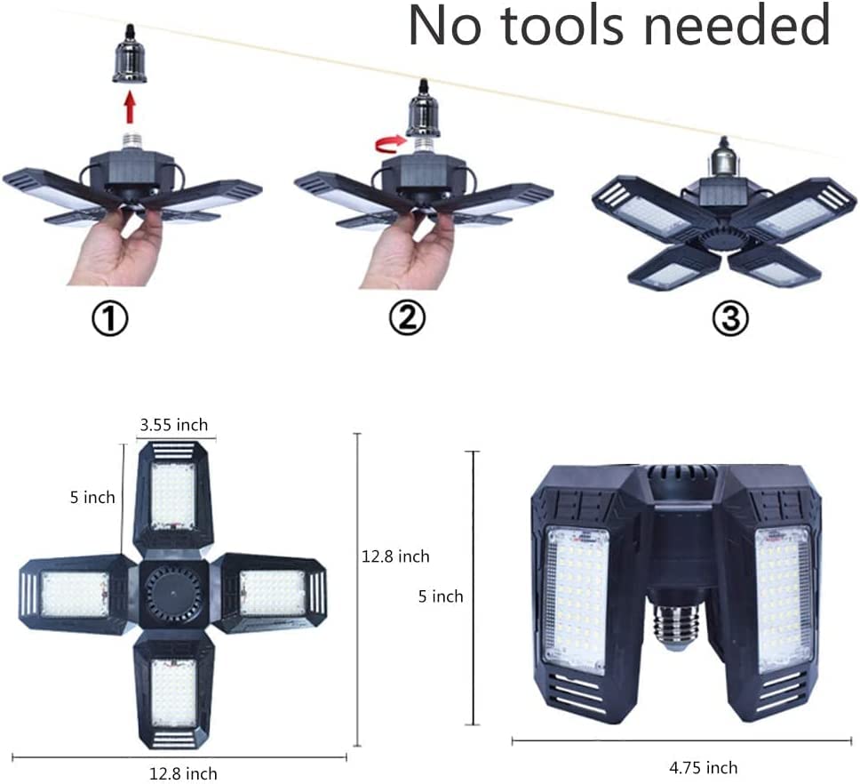 ANYPOWK LED Garage Lights with Motion Sensor - 12000 Lumen 6500K Daylight 120W, Four Leaf Garage Organization Ceiling Lighting