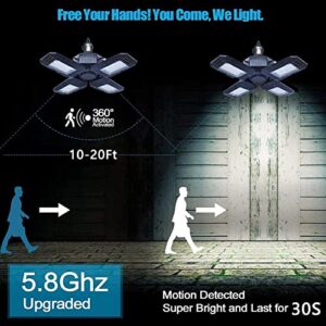 ANYPOWK LED Garage Lights with Motion Sensor - 12000 Lumen 6500K Daylight 120W, Four Leaf Garage Organization Ceiling Lighting