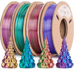 silk pla filament 1.75mm for 3d printer -eryone silk dual/tri color shiny pla dimensional accuracy +/- 0.03 mm 3d printing filament 250g*4 spools