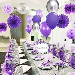 60th Birthday Decorations Women Purple Silver/Women 60th Birthday Party Decorations Purple Silver Black Foil Hanging Swirls with Balloons for Women 60 Birthday Party Supplies