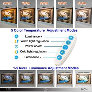 ACNCTOP Picture Light Art Wall Sconces - Dimmable 3200K-6500K 10 Watt USB Power Supply LED Display Lights for Picture Frame Artworking Portrait Gallery Tapestry Wall Art Light