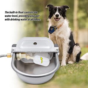 KHEARPSL Automatic Waterer Dog Water Bowl Dispenser Livestock Water Trough Stainless Steel Auto Water Bowl for Horse Dog Cattle Chicken Pig Goat (Waterer+Pipe)