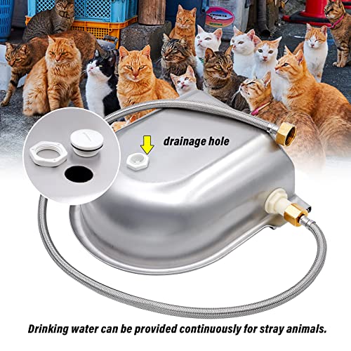 KHEARPSL Automatic Waterer Dog Water Bowl Dispenser Livestock Water Trough Stainless Steel Auto Water Bowl for Horse Dog Cattle Chicken Pig Goat (Waterer+Pipe)