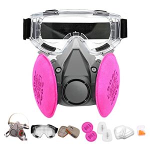 beaukau epoxy respirator with 2091 filter and 6001 filter goggle, paint respirator for women and men used for resin, asbestos, painting, particle, decoration, clean