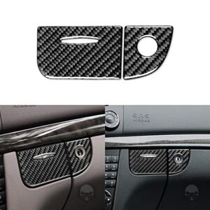 uoada car front passenger seat storage box keyhole soft glossy carbon fiber stickers compatible with benz e-class w211 2003 2004 2005 2006 2007 2008 2009 premium custom accessories 2pcs (black)