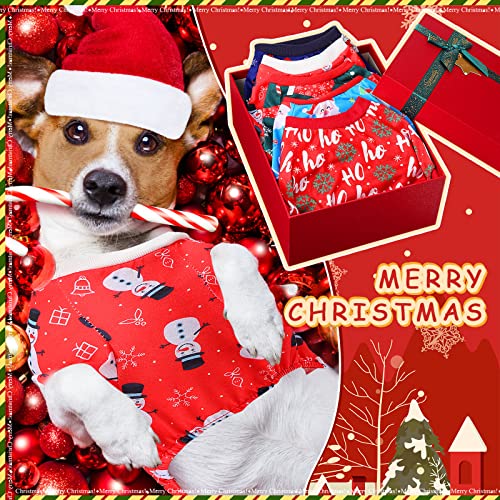 6 Pieces Christmas Dog Pajamas Christmas Jumpsuit Santa Snowman Christmas Tree Pet Pajamas Holiday Clothes Dog Puppy Christmas Style for Pet Puppy Dog Cat Christmas Decoration (Medium)