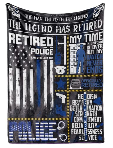 InnoBeta Police Retirement Gifts for Men, Retirement Gifts for Police Officers Men, Bed Flannel Fleece Plush Blankets (50"x 65") - The Legend Has Retired