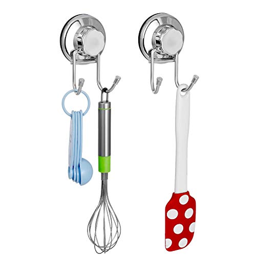 iPEGTOP 6 Pack Strong Suction Cup Hooks Damage Free Stainless Steel Hook for Towel, Robe, Loofah, Bags, Coat, Kitchen Tools and Bathroom Accessories