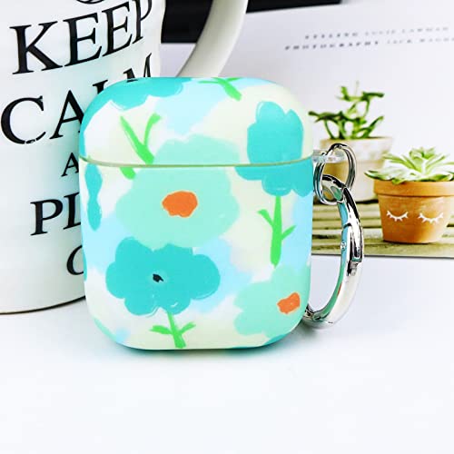 Compatible with airpod case 2nd Generation Flower Blue , for airpods case Floral 1st for airpods 2nd Generation case Cover for Women