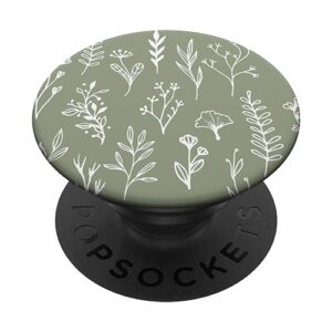 cute sage green wildflower cottagecore aesthetic flower popsockets standard popgrip