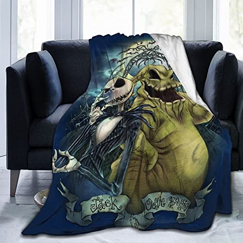 Amjetl Fleece Throw Blankets, Cozy Plush Luxury Before Christmas Skull Flannel Blanket, Lightweight Warm Fuzzy Blanket for All Season, Washable Soft Travel Couch Sofa Bed Office, 80x60 Inch