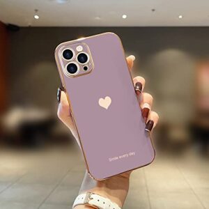 Teageo iPhone 14 Pro Max Case - Cute Love Heart Bling Silicone Cover, Lavender