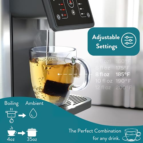 Aqua Optima AUH012 Countertop Water Filtration System, Hot Water Dispenser, Countertop Water Filter, hot Water Kettle Electric, Water Boiler, 7 Temperatures, Zero Installation, Includes 1 Filter