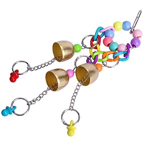 Shuoxpy Bird Pacifier Chewing Toy Hang Parrot Toy Bird Cage Bell Toys for Small and Medium Birds and Parakeet Cockatiel Budgies Lovebirds