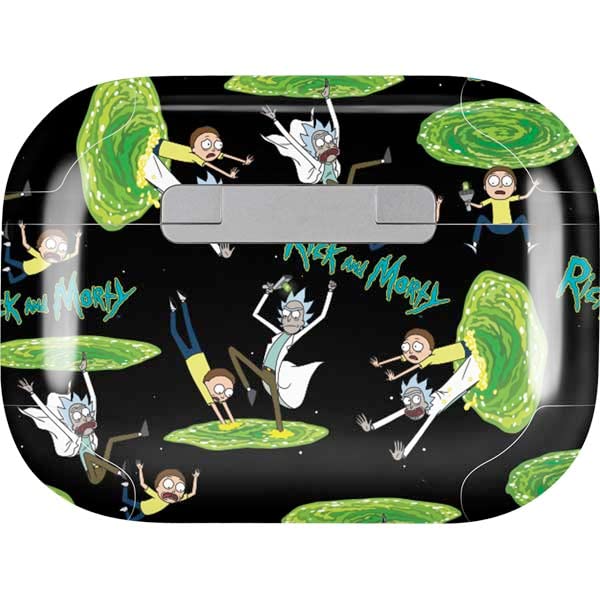 Skinit Decal Audio Skin Compatible with Apple AirPods Pro - Officially Licensed Warner Bros Rick and Morty Portal Pattern Design