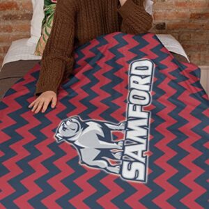 Samford Bulldogs University Sherpa Blanket Gift For Student Or Alumni, Samford Bulldogs Present For Undergrad, Sam U Spike the Bulldog Dorm Room Throw Blanket, Navy Red Zig Zag Pattern (6080-sherpa)