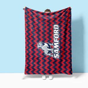 Samford Bulldogs University Sherpa Blanket Gift For Student Or Alumni, Samford Bulldogs Present For Undergrad, Sam U Spike the Bulldog Dorm Room Throw Blanket, Navy Red Zig Zag Pattern (6080-sherpa)