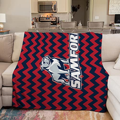 Samford Bulldogs University Sherpa Blanket Gift For Student Or Alumni, Samford Bulldogs Present For Undergrad, Sam U Spike the Bulldog Dorm Room Throw Blanket, Navy Red Zig Zag Pattern (6080-sherpa)