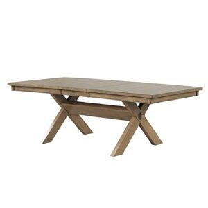 Roundhill Furniture Raven Wood Trestle Extendable Dining Table with Leaf, Glazed Pine Brown