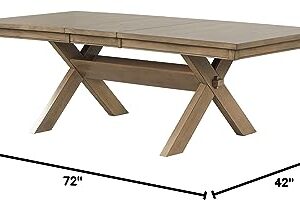 Roundhill Furniture Raven Wood Trestle Extendable Dining Table with Leaf, Glazed Pine Brown