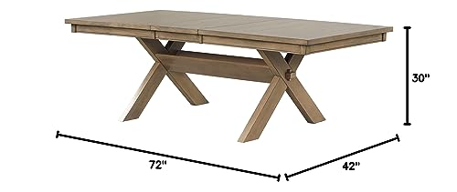 Roundhill Furniture Raven Wood Trestle Extendable Dining Table with Leaf, Glazed Pine Brown