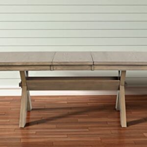 Roundhill Furniture Raven Wood Trestle Extendable Dining Table with Leaf, Glazed Pine Brown