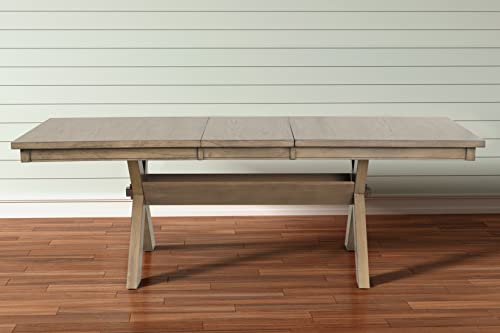 Roundhill Furniture Raven Wood Trestle Extendable Dining Table with Leaf, Glazed Pine Brown