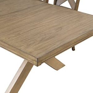 Roundhill Furniture Raven Wood Trestle Extendable Dining Table with Leaf, Glazed Pine Brown