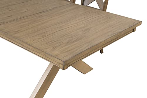 Roundhill Furniture Raven Wood Trestle Extendable Dining Table with Leaf, Glazed Pine Brown