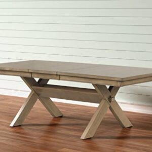 Roundhill Furniture Raven Wood Trestle Extendable Dining Table with Leaf, Glazed Pine Brown