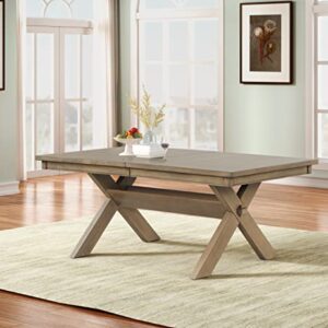 Roundhill Furniture Raven Wood Trestle Extendable Dining Table with Leaf, Glazed Pine Brown