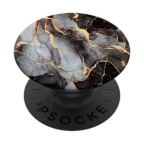 Black and White Faux Marble with Gold Accent Color PopSockets Swappable PopGrip