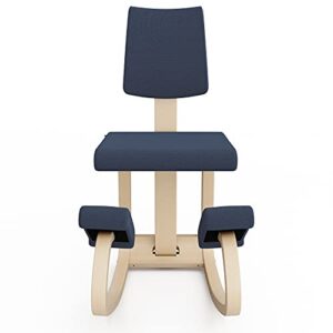 Varier Variable Plus Balans The Original Ergonomic Kneeling Chair with a Backrest for Home Office (Blue Revive Fabric with Natural Ash Base)