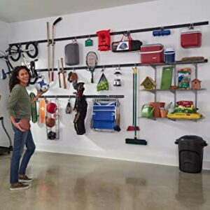 Rubbermaid 24-Piece FastTrack Garage Wall-Mounted Storage Kit, 6 Rails and 18 Hooks, for Home/House/Tool/Sports/Equipment/Utility Purposes