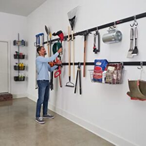 Rubbermaid 24-Piece FastTrack Garage Wall-Mounted Storage Kit, 6 Rails and 18 Hooks, for Home/House/Tool/Sports/Equipment/Utility Purposes