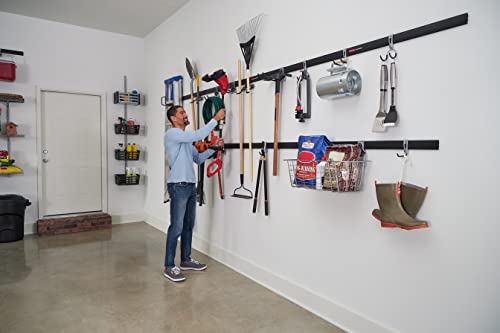 Rubbermaid 24-Piece FastTrack Garage Wall-Mounted Storage Kit, 6 Rails and 18 Hooks, for Home/House/Tool/Sports/Equipment/Utility Purposes