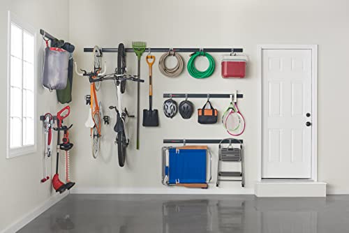 Rubbermaid 24-Piece FastTrack Garage Wall-Mounted Storage Kit, 6 Rails and 18 Hooks, for Home/House/Tool/Sports/Equipment/Utility Purposes